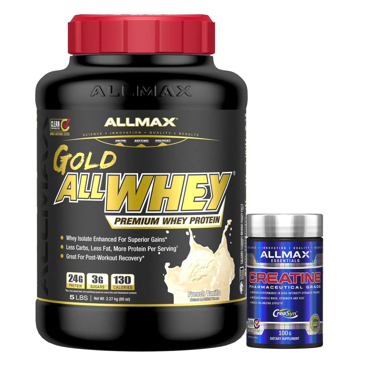 ALLMAX Gold AllWhey Premium Whey Protein 5lbs + FREE Allmax Creatine P ...